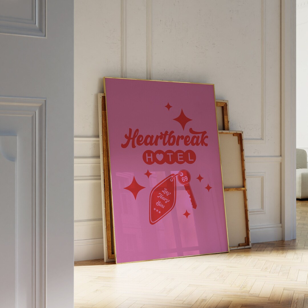 Heartbreak Hotel, Wall Print, Valentines Day Decor, Printables, Retro ...