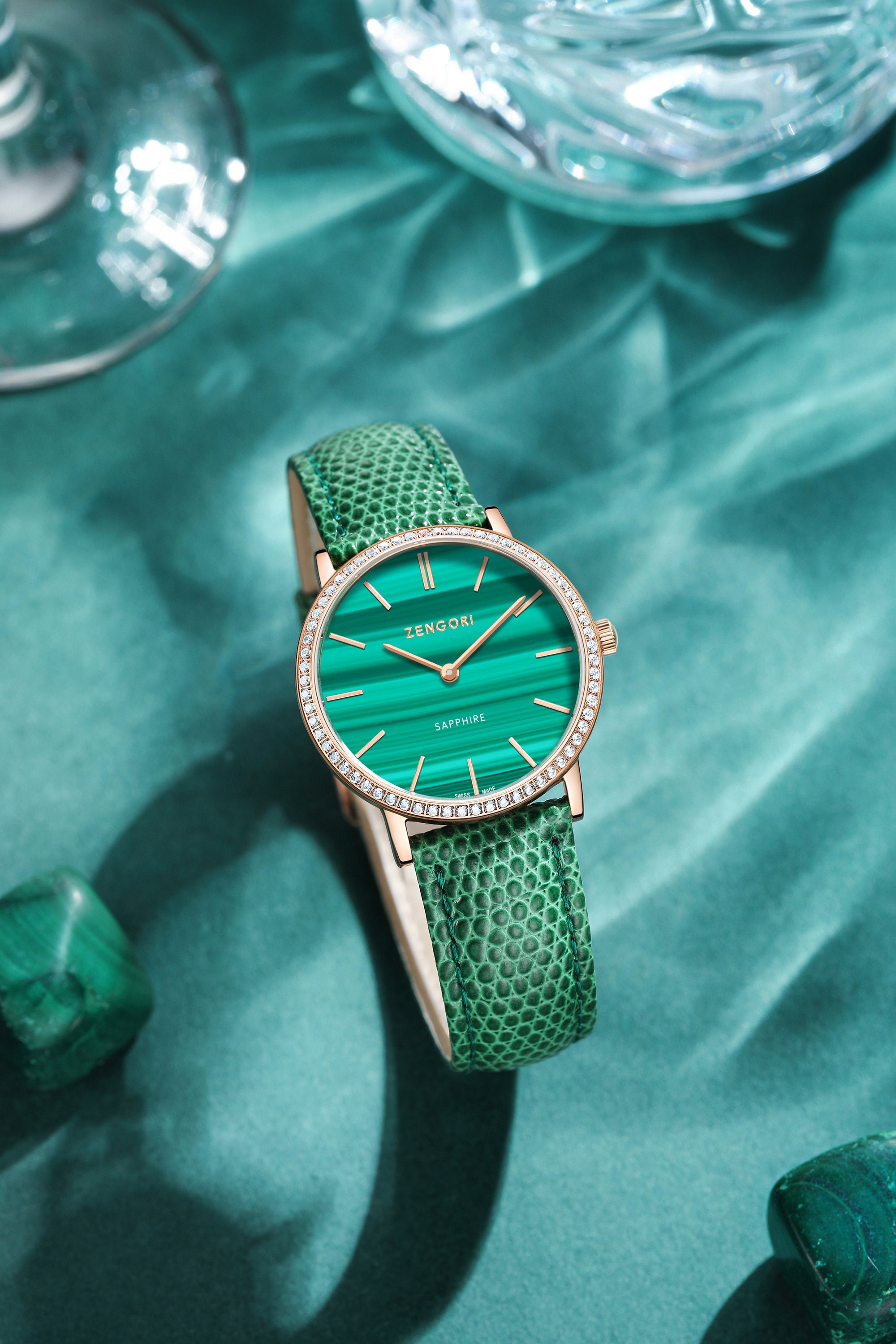 Malachite Watch Natural Stone Watch Gemstone Watch Swiss Watch Ladies ...