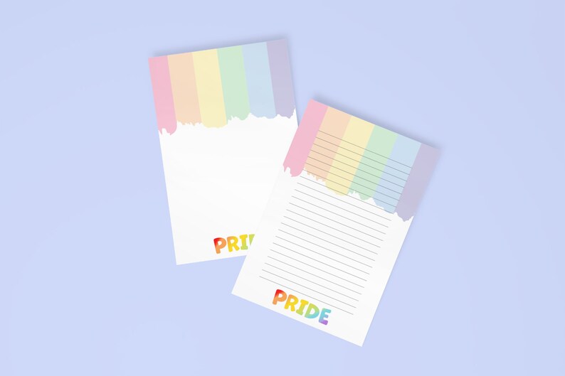 Printable Stationery Pride Striped Lined and Unlined Digital - Etsy