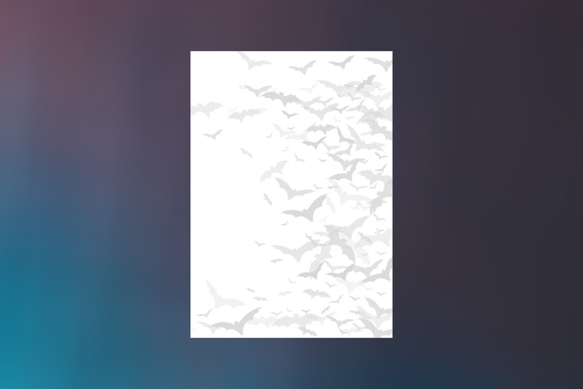 Printable Stationery Spooky Scary Goth Bats Lined and Unlined Digital ...