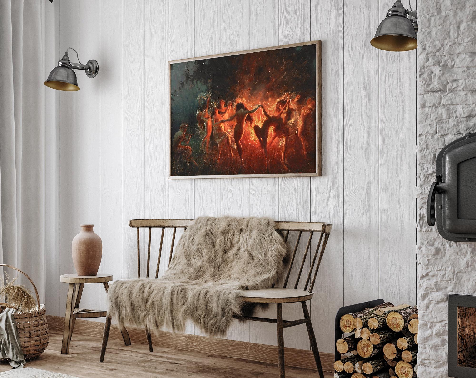 Fire Dance by Joseph Tomanek - Mythical Dark Academia Wall Art, Witchy ...