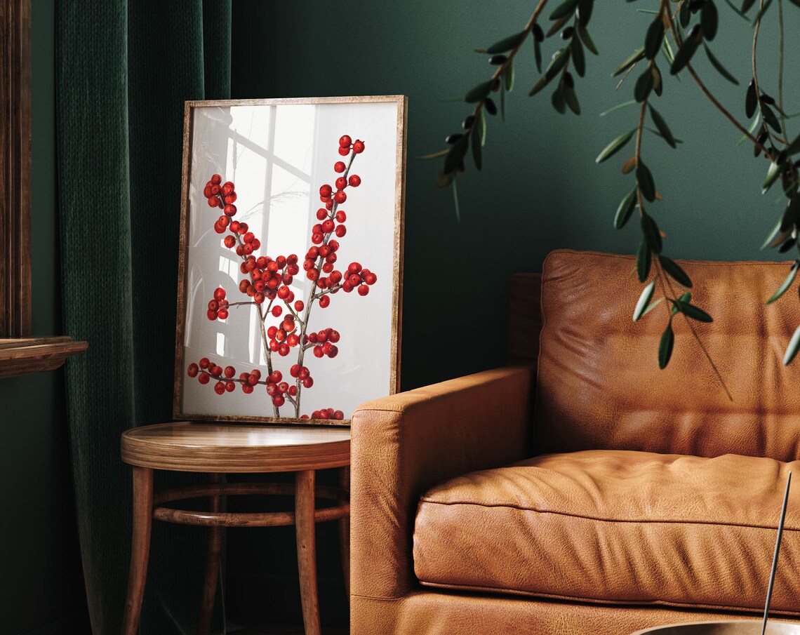 Winterberry Branch Painting Poster, Art Prints, Wall Art, Botanical ...