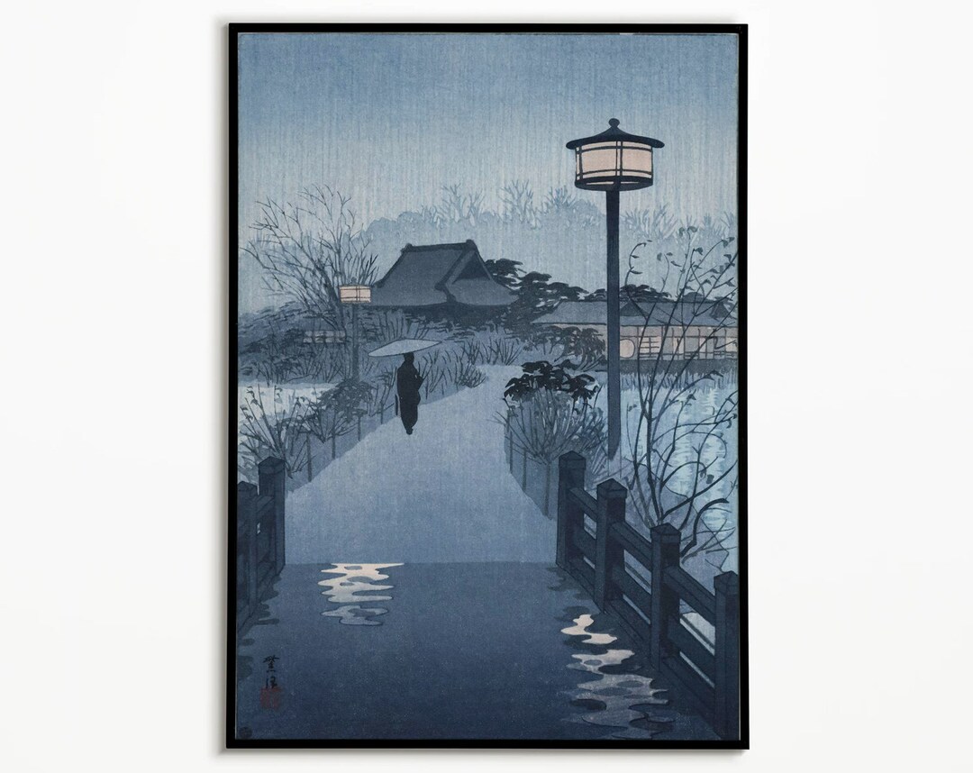 Night Rain, Shinobazu Pond, Kasamatsu Shiro, Japanese Art, Vintage ...