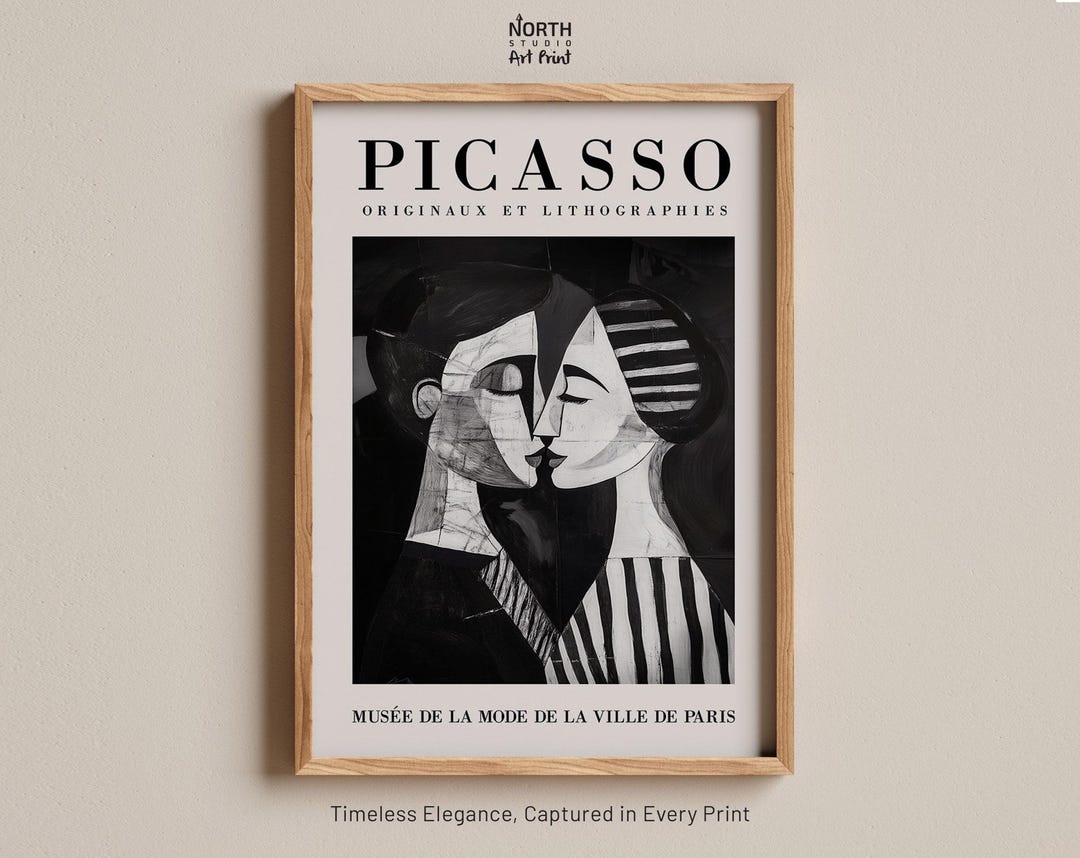 Picasso Kiss Exhibition Wall Art Poster, Abstract Art, Minimalist Gift ...