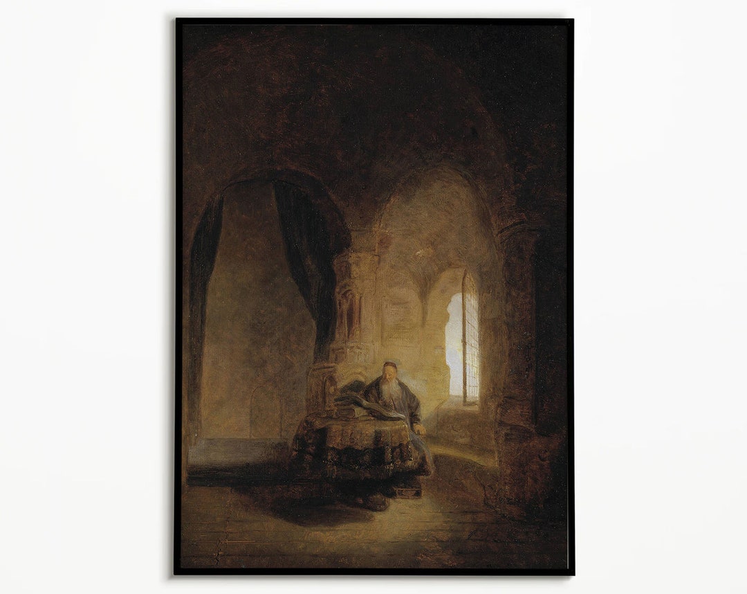 Rembrandt Philosopher Reading Poster, Wall Art, Poster Print, Art ...