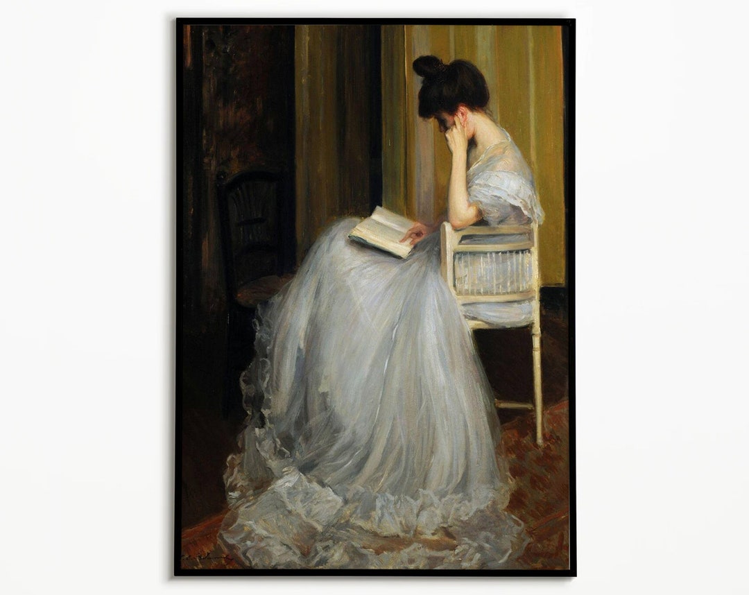 Woman Reading Painting Poster, Poster Print, Art Reproduction, Vintage ...