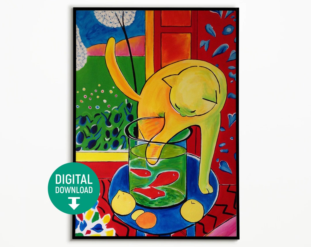 Henri Matisse Cat and Red Fish Poster, Wall Art, Poster Print, Art ...