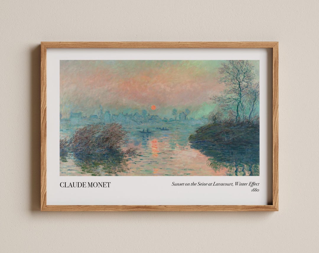Claude Monet Sunset on the Seine Print, Winter River Landscape ...