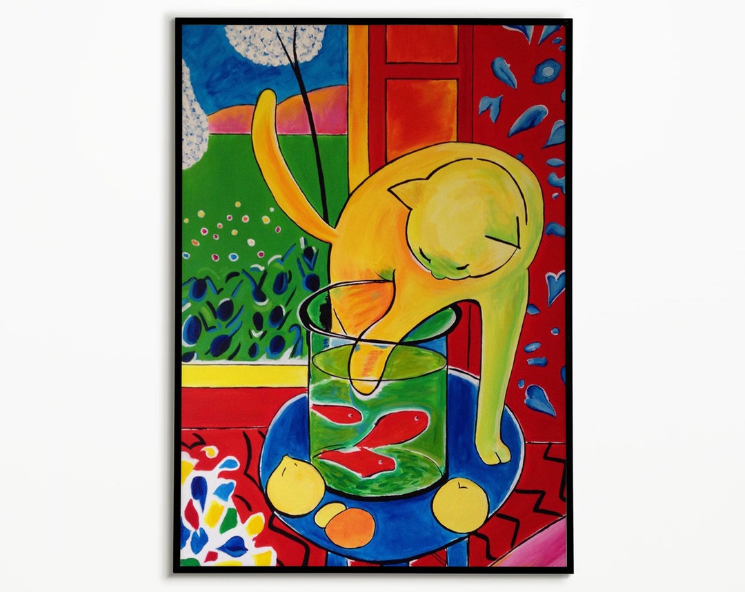 Henri Matisse Cat and Red Fish Poster, Wall Art, Poster Print, Art ...