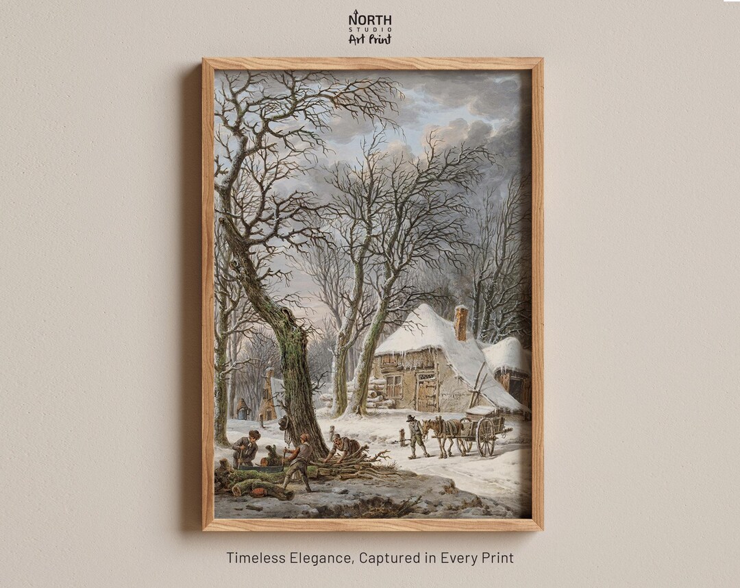 Winter Wall Art, Snow Scene Print, Rustic Landscape Art, Cottage Wall ...