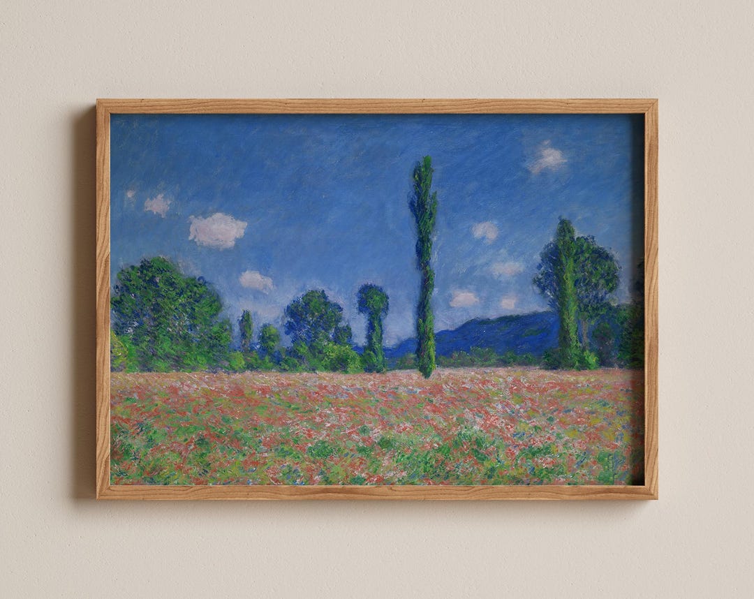 Claude Monet Poppy Field in Giverny - Vibrant Impressionist Landscape ...
