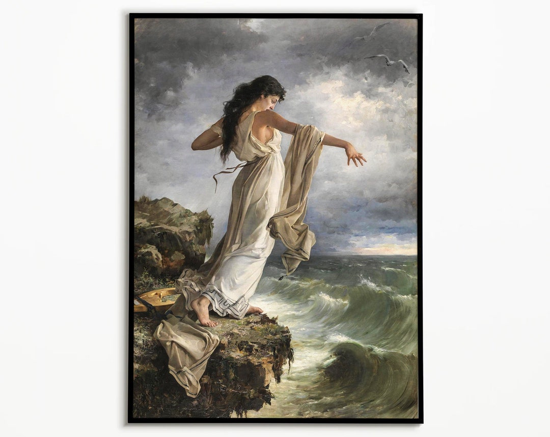 The Death of Sappho Poster, Greek Mythology Print, Classical Art, Moody Painting, Witchy Wall ...
