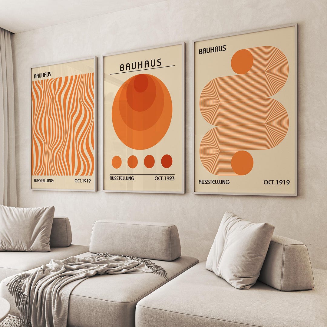 Bauhaus Geometric Print Set of 3 (gallery Wall ), Abstract Wall Art ...
