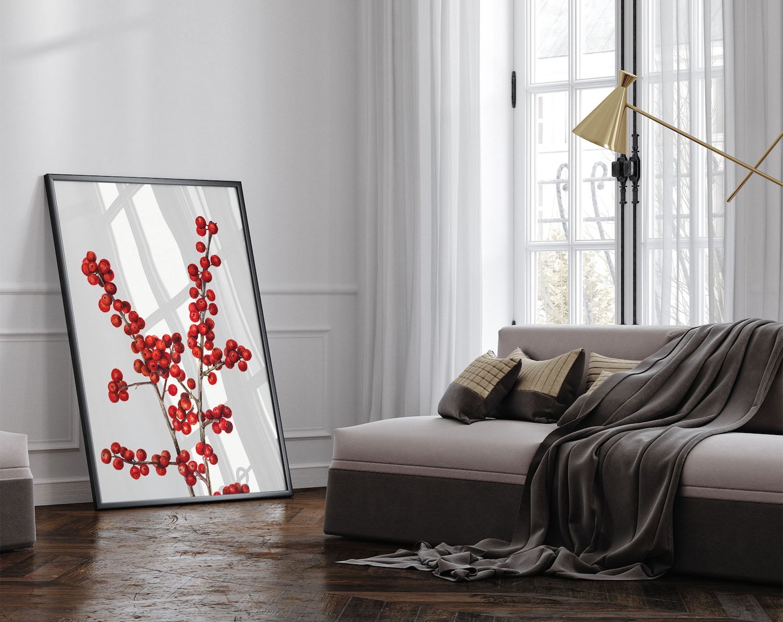 Winterberry Branch Painting Poster, Art Prints, Wall Art, Botanical ...