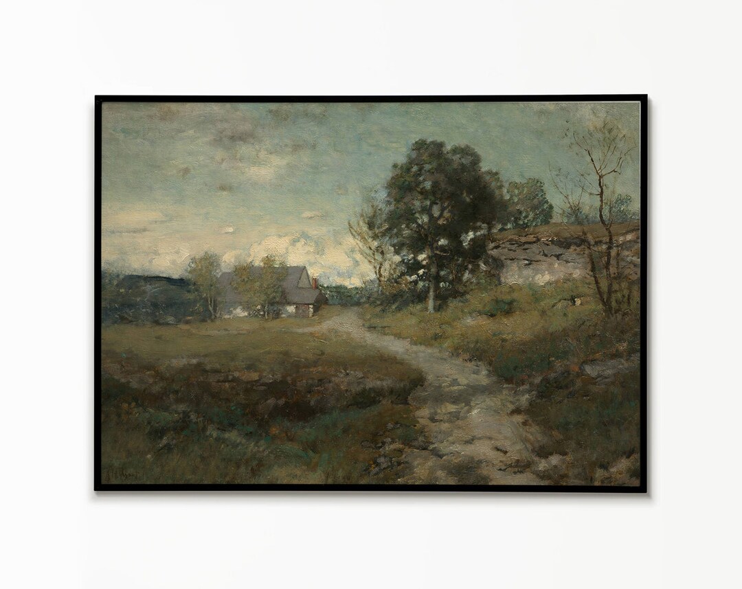 Rustic Country Landscape Painting Poster, Country Landscape Wall Decor ...