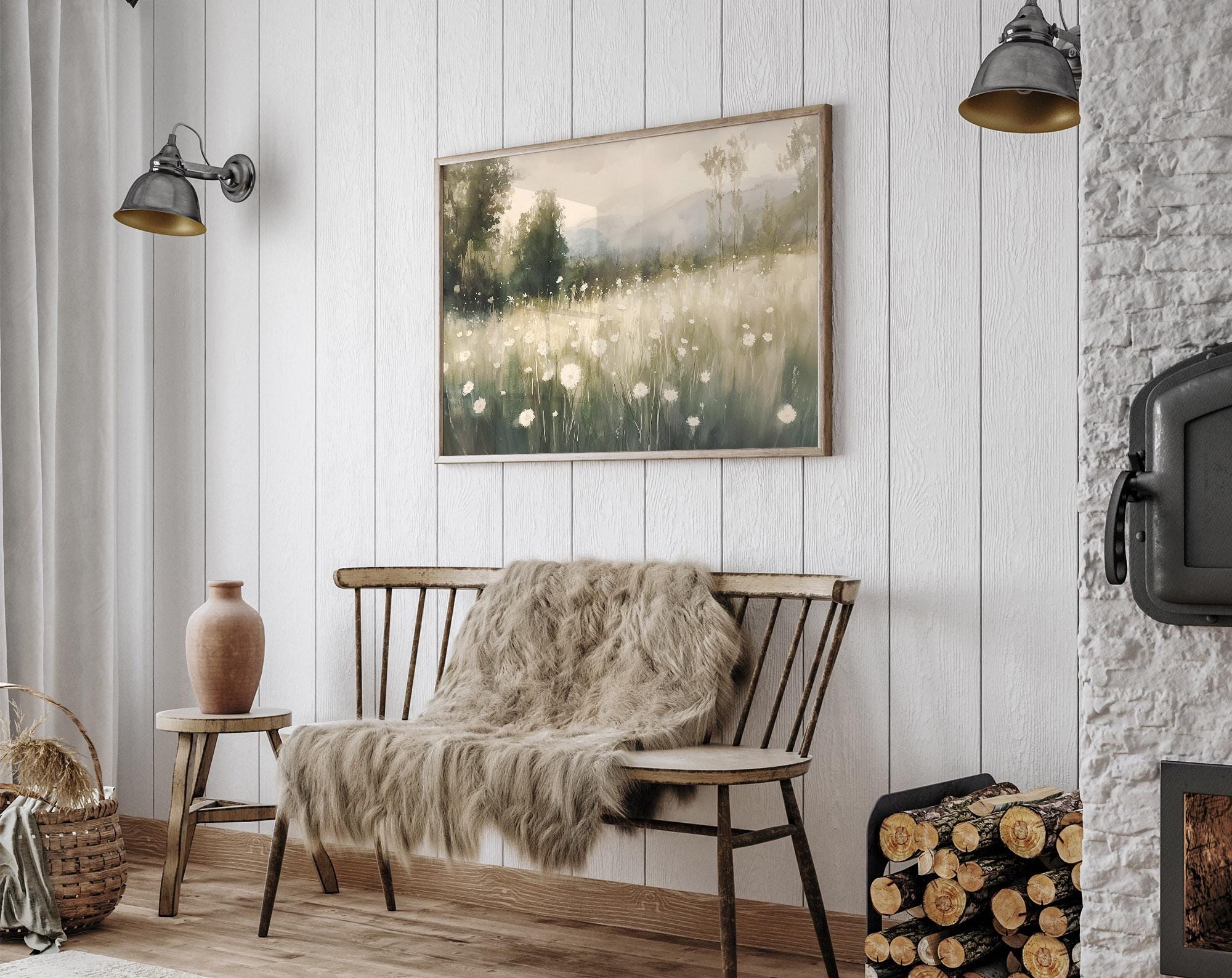 Spring Scenery Poster, Modern Farmhouse, Landscape Print, Vintage ...