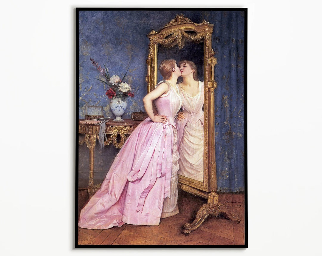 Woman Looking in Mirror Art Poster, Female Rage Art, Poster, Wall Art ...