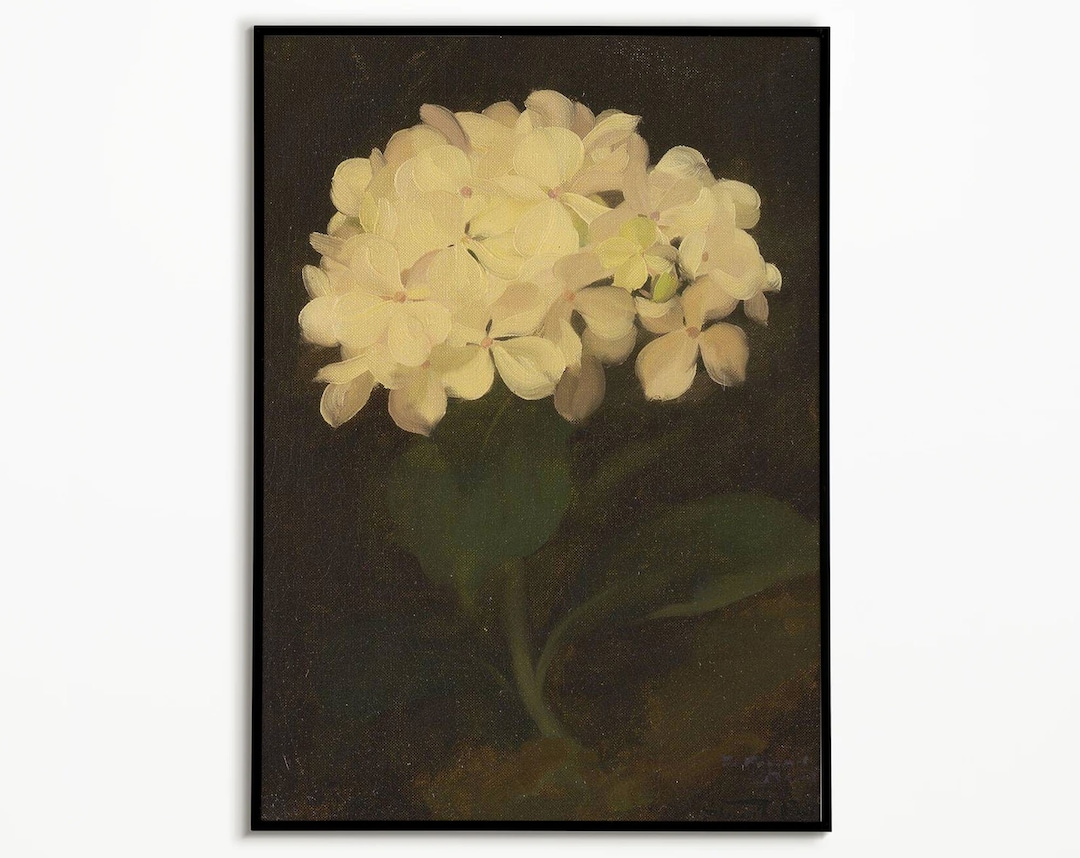 White Hydrangea Painting Poster, Art Prints, Floral Print,botanical ...