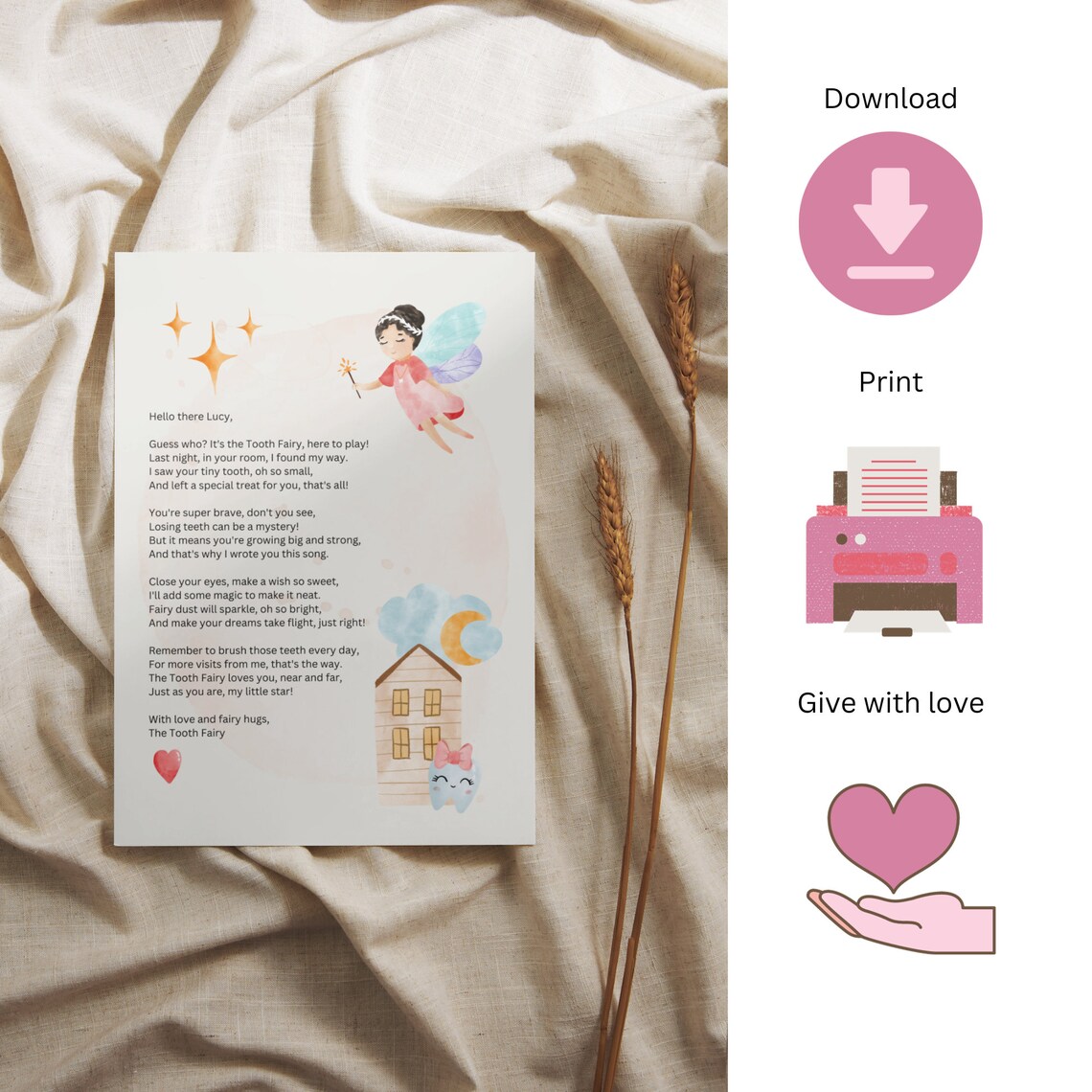 Tooth Fairy Letter PDF - Digital Download | Editable Tooth Fairy Letter ...