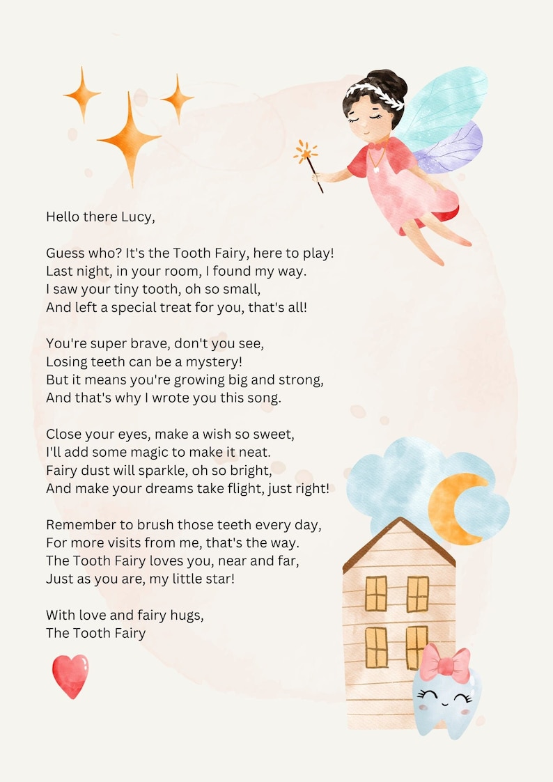 Tooth Fairy Letter PDF - Digital Download | Editable Tooth Fairy Letter ...