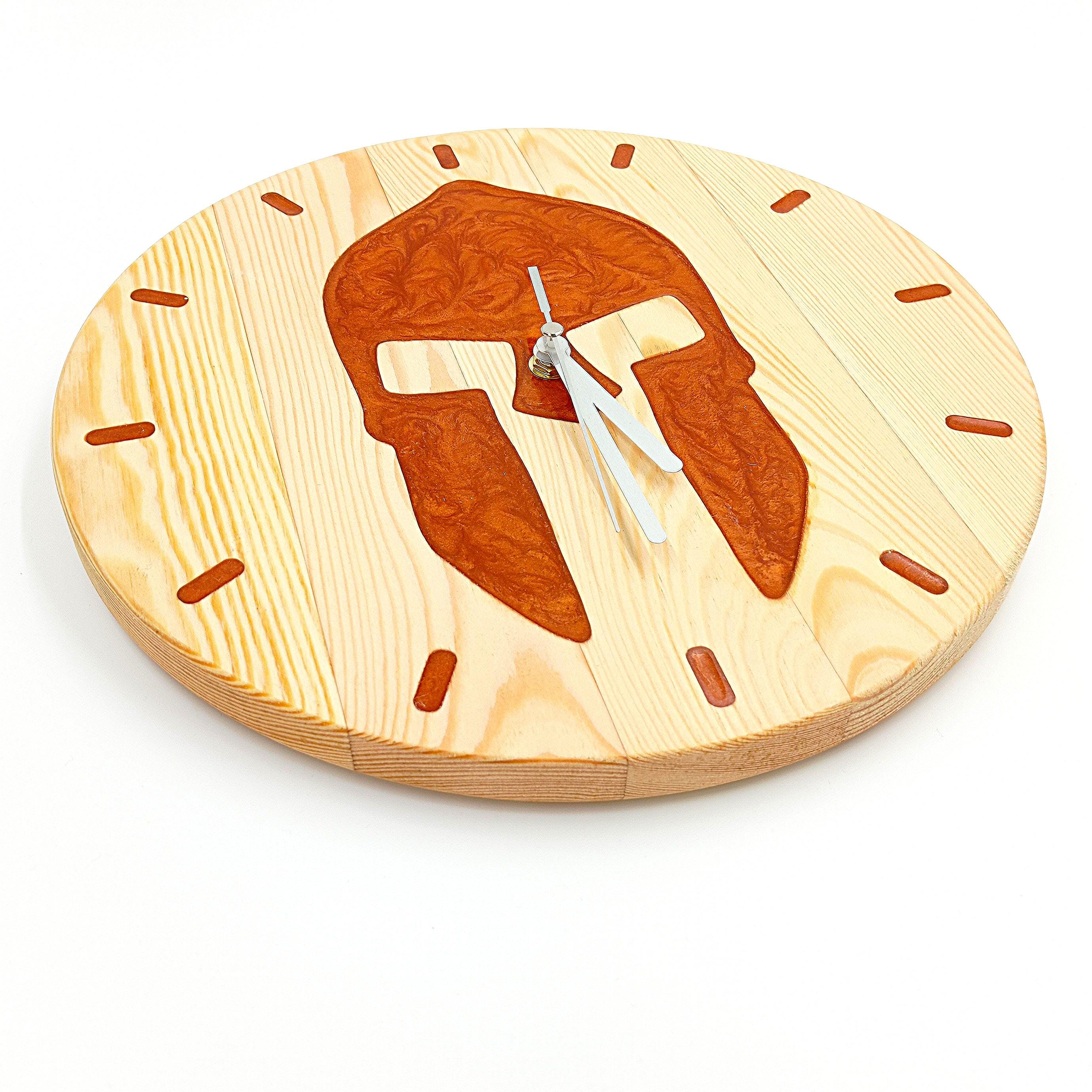 Spartan Helmet Wall Clock, Wood and Resin Clock, Gamer Gift, Youth ...