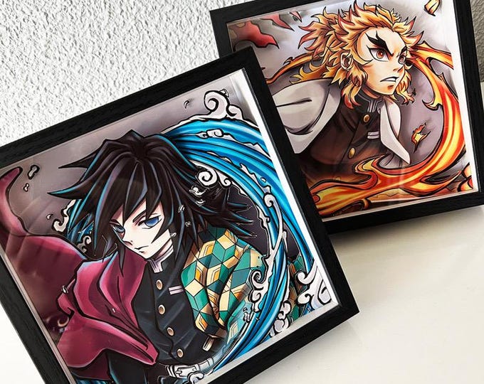 Demon Slayer Shadow Box Handmade M Size 20 X 20 Cm Diorama 3D Anime ...