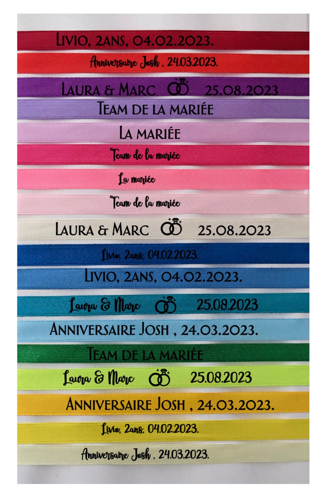 Lot De 10 Bracelets Satins Personnalisés. Mariage EVJF - Etsy