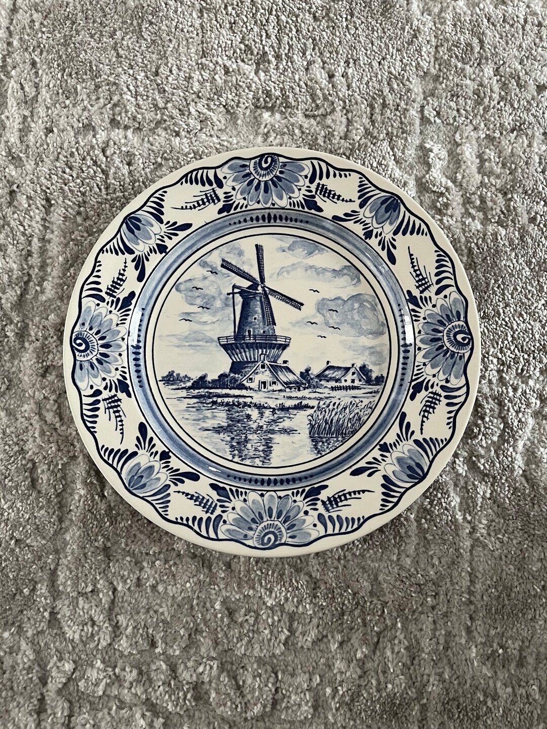 Plate Delft Blue Vintage Dutch Mill - Etsy