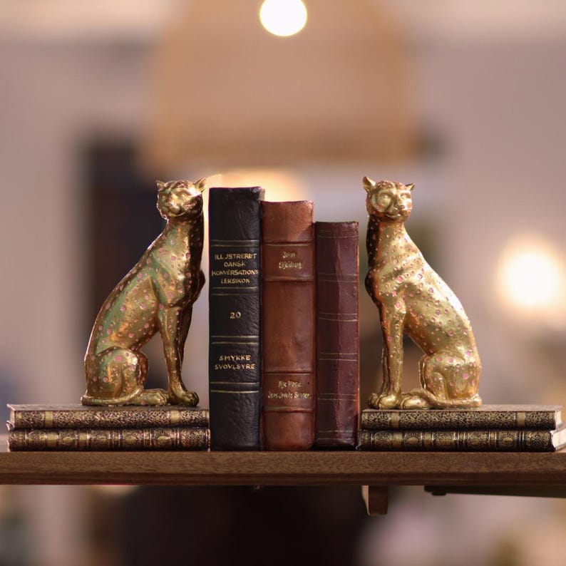 Gold Cheetah Bookends - Etsy