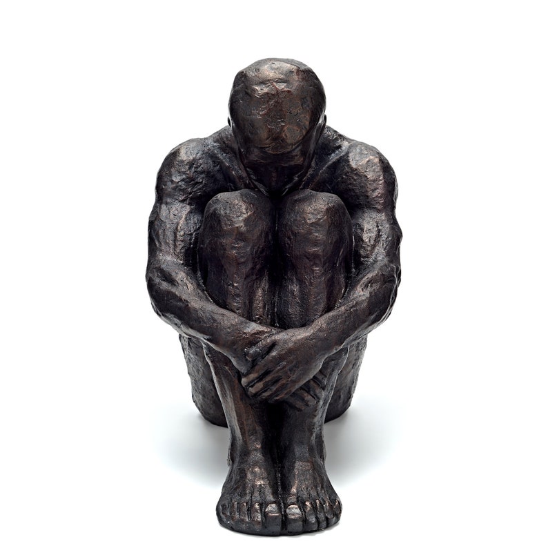 Antique Bronze Effect Sitting Man - Etsy UK