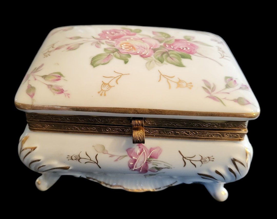 Beautiful Antique Porcelain Trinket Box - Etsy