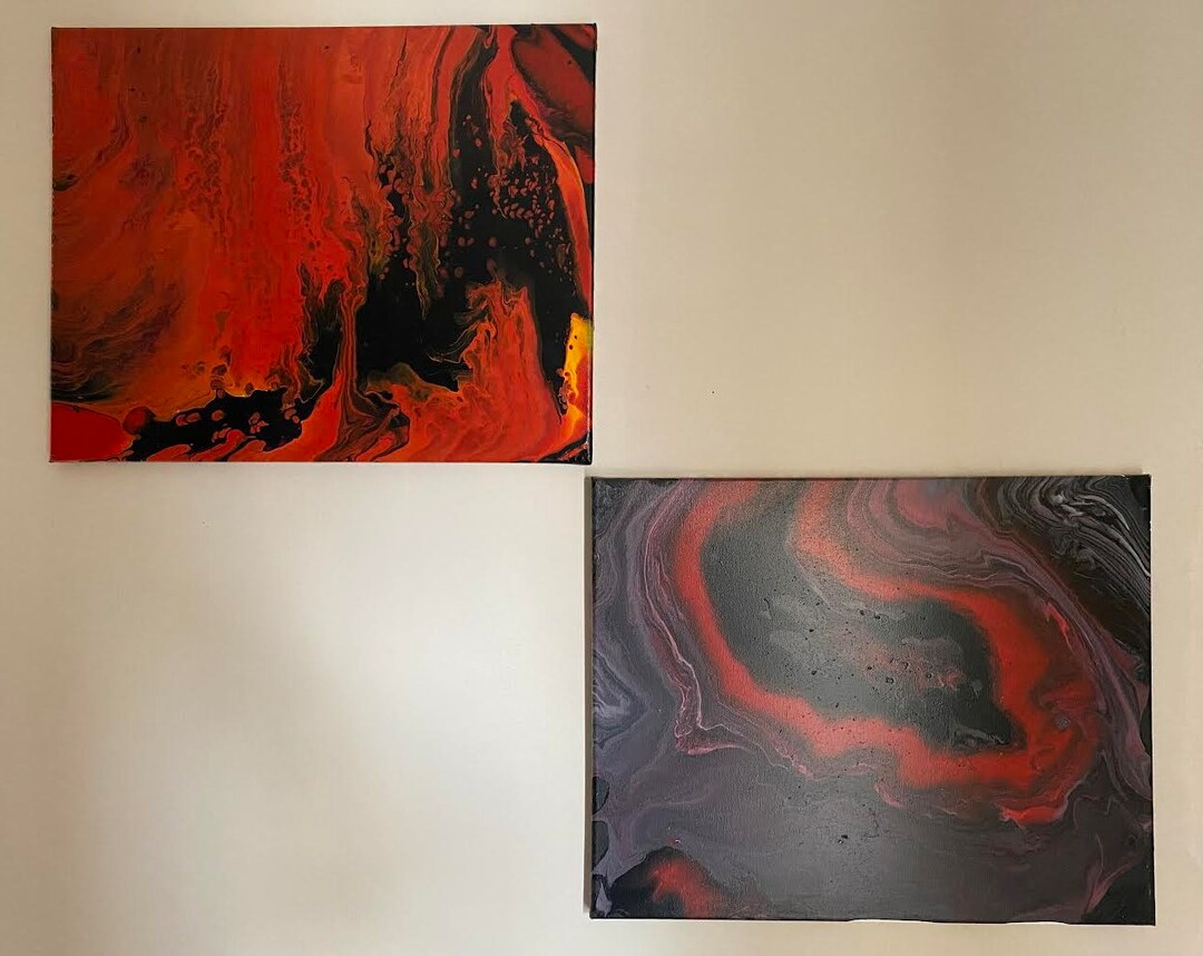 Stages of Fire Handmade Acrylic Pour Painting - Etsy