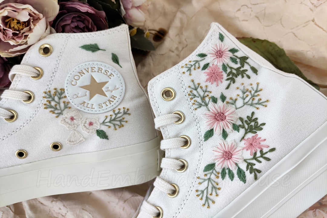 Embroidery Converse/custom Wedding Shoes/converse Embroidery/birthday ...