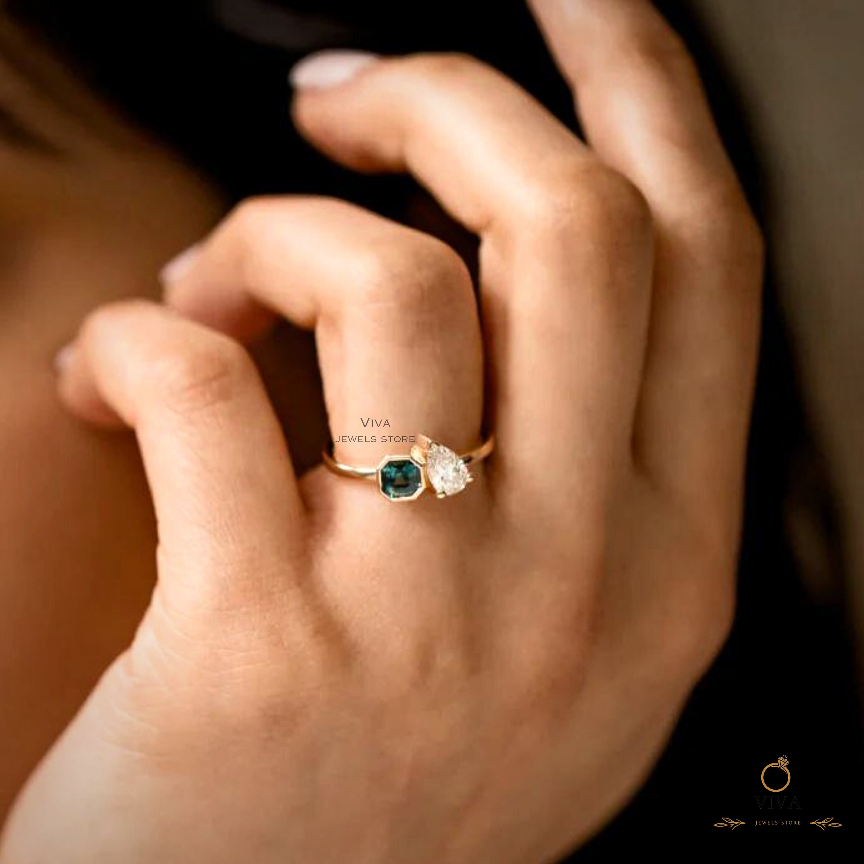 Two Stone Ring Modern Toi Et Moi Rings 2 Stone Infinity Ring - Etsy