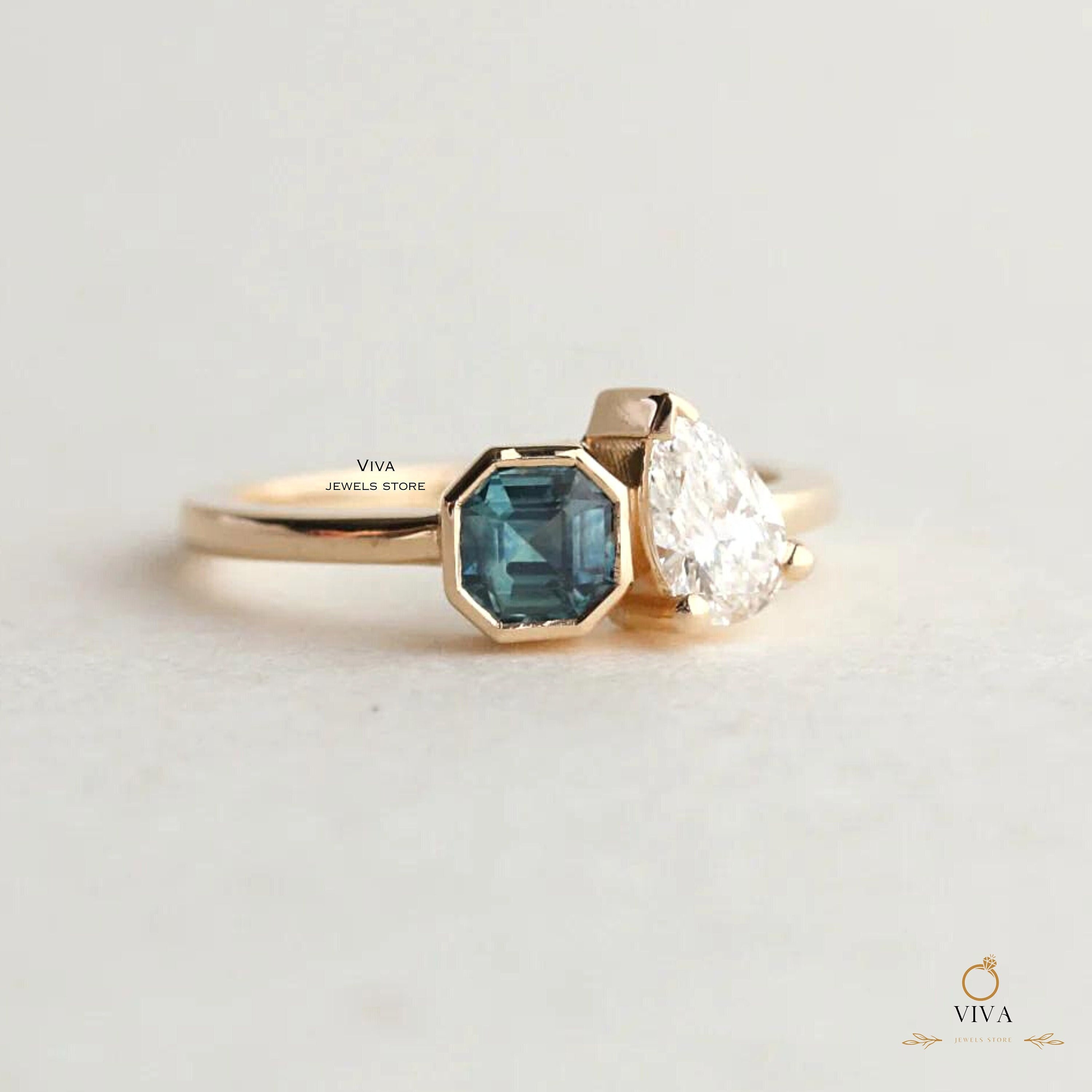 Two Stone Ring Modern Toi Et Moi Rings 2 Stone Infinity Ring - Etsy