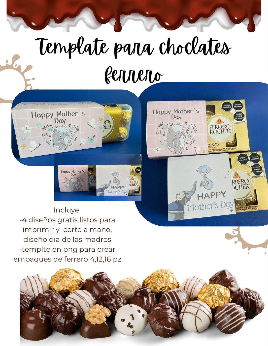 Template in Png for Ferrero Chocolates 3 Sizes, 3 Free Designs, Ideal ...