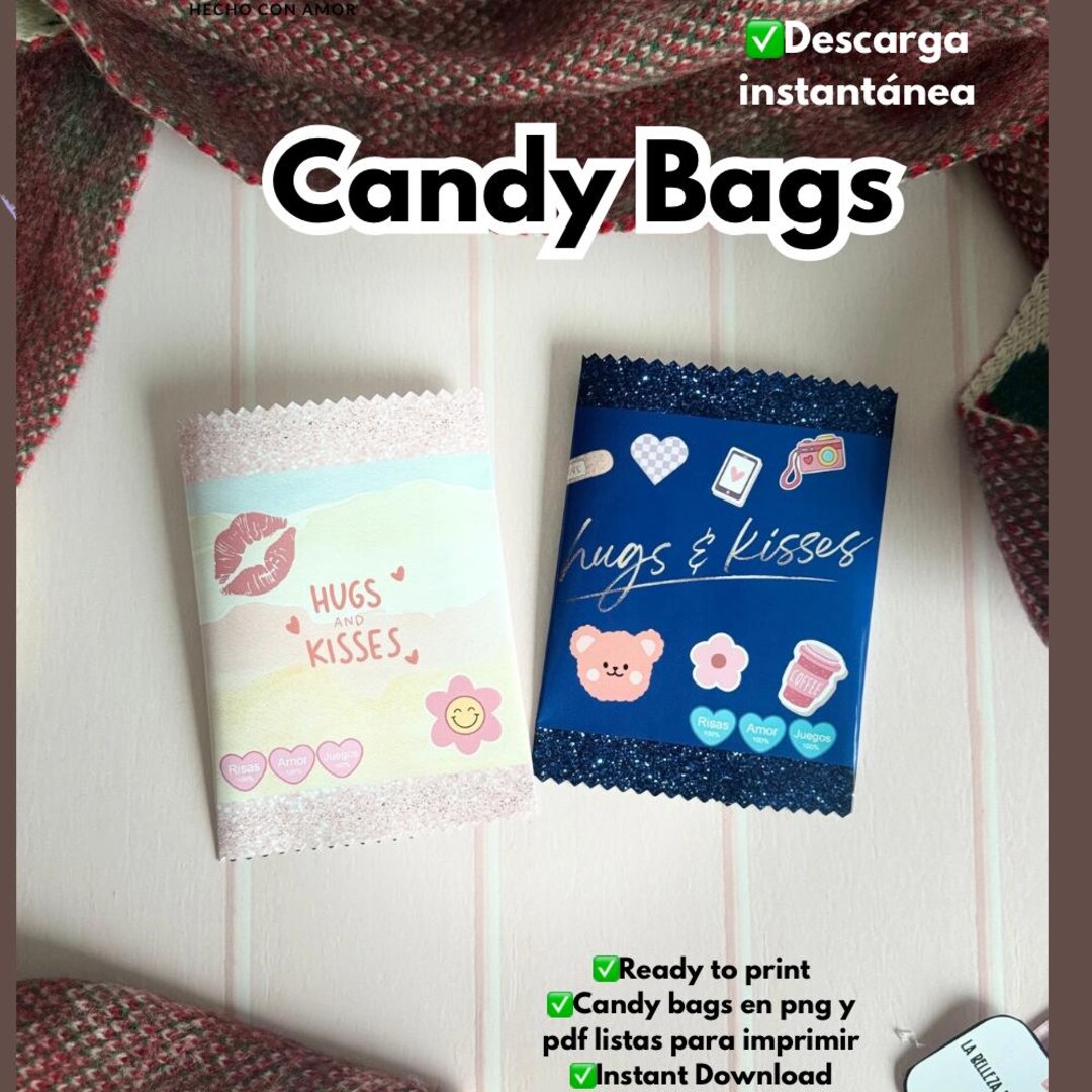 Candy Bags Ready to Print, Valentine's Day Design, Includes 6 Designs ...