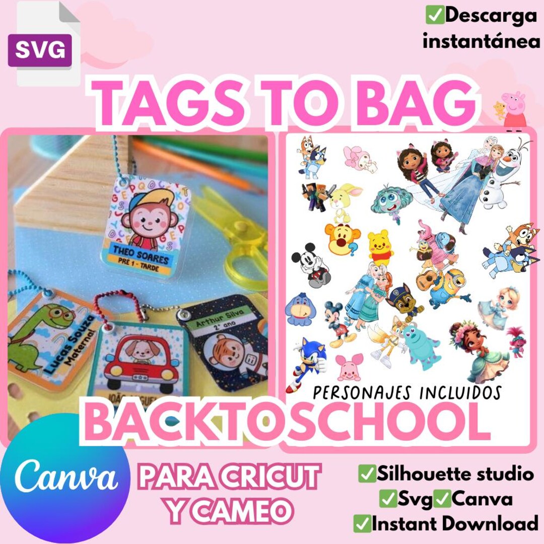 Tags Back to School, diseños listos para imprimir con personajes del ...