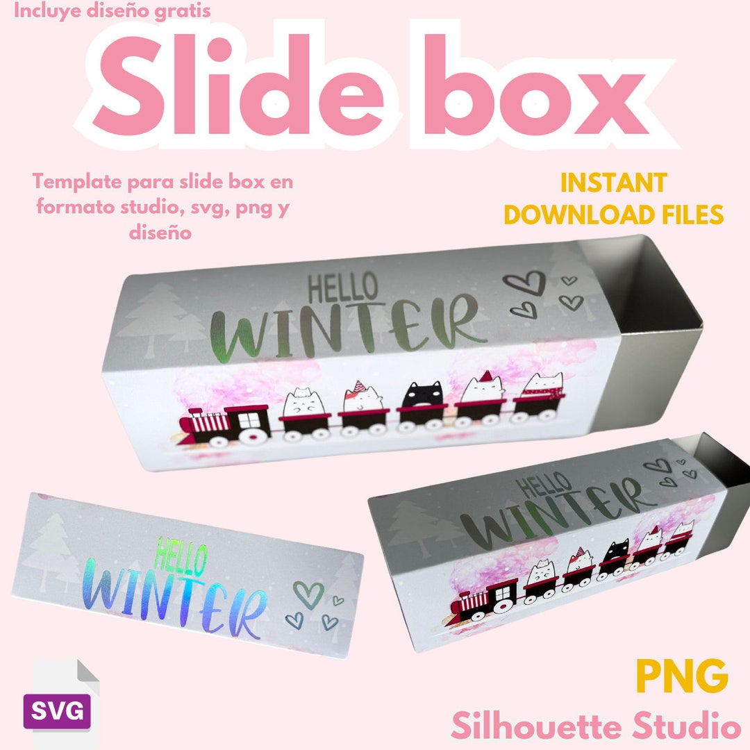 Slide BOX, Cutting Template in SVG, Silhouette Studio and PNG Formats ...