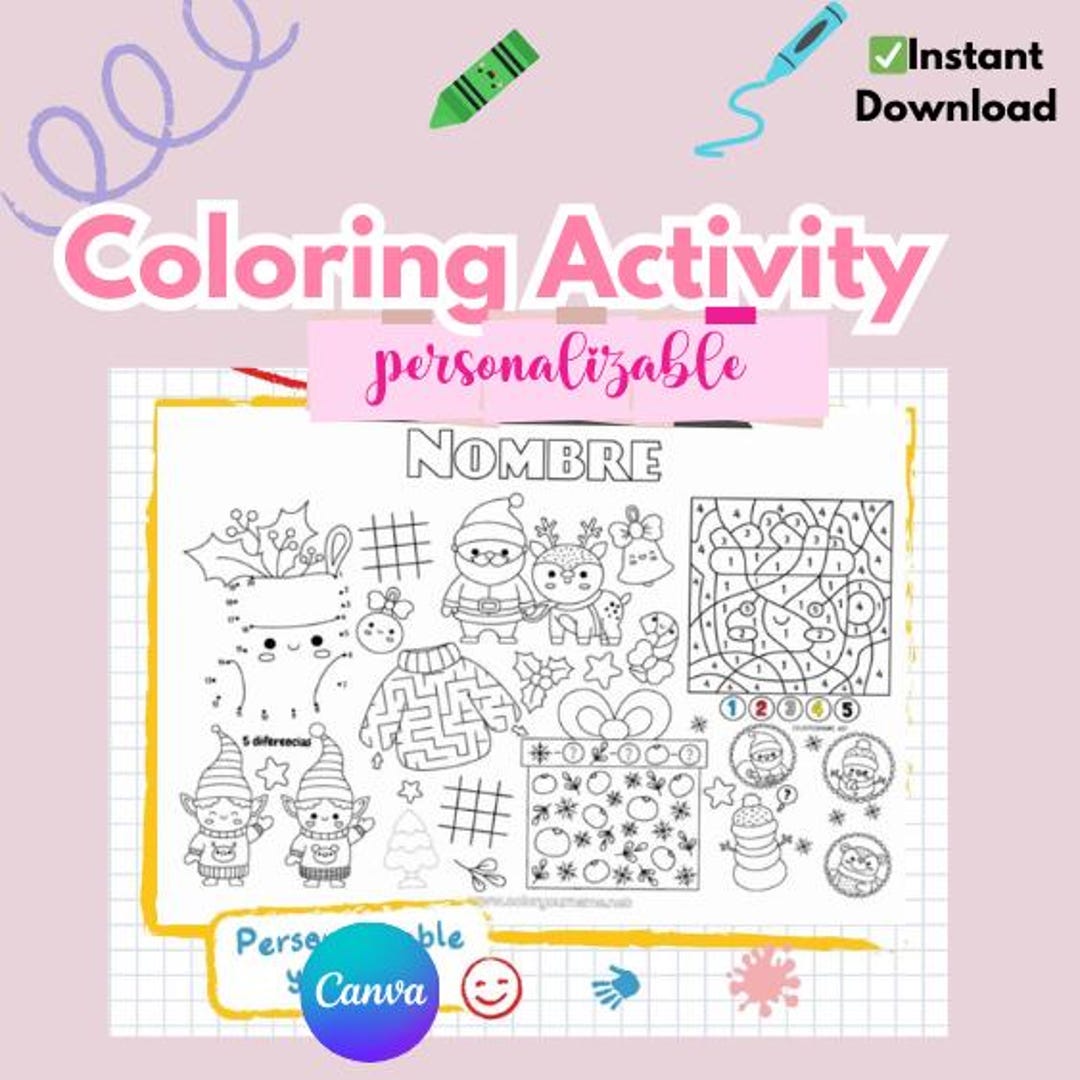 Coloring Activity in Canva Format Ready to Print and Customize. Simple ...