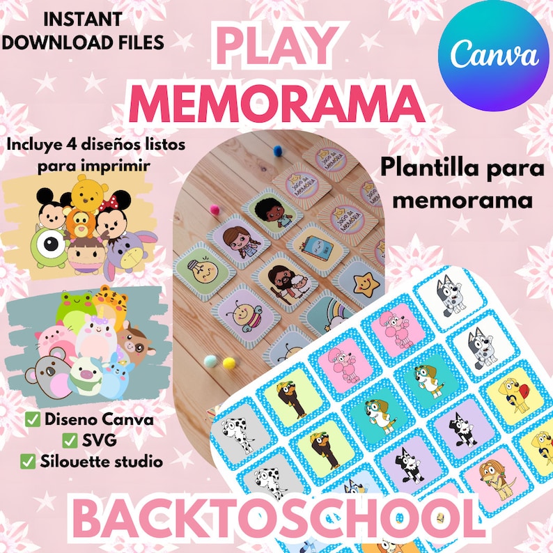 Memorama Play, Template and Design for Canva, Includes a Board Game Box ...