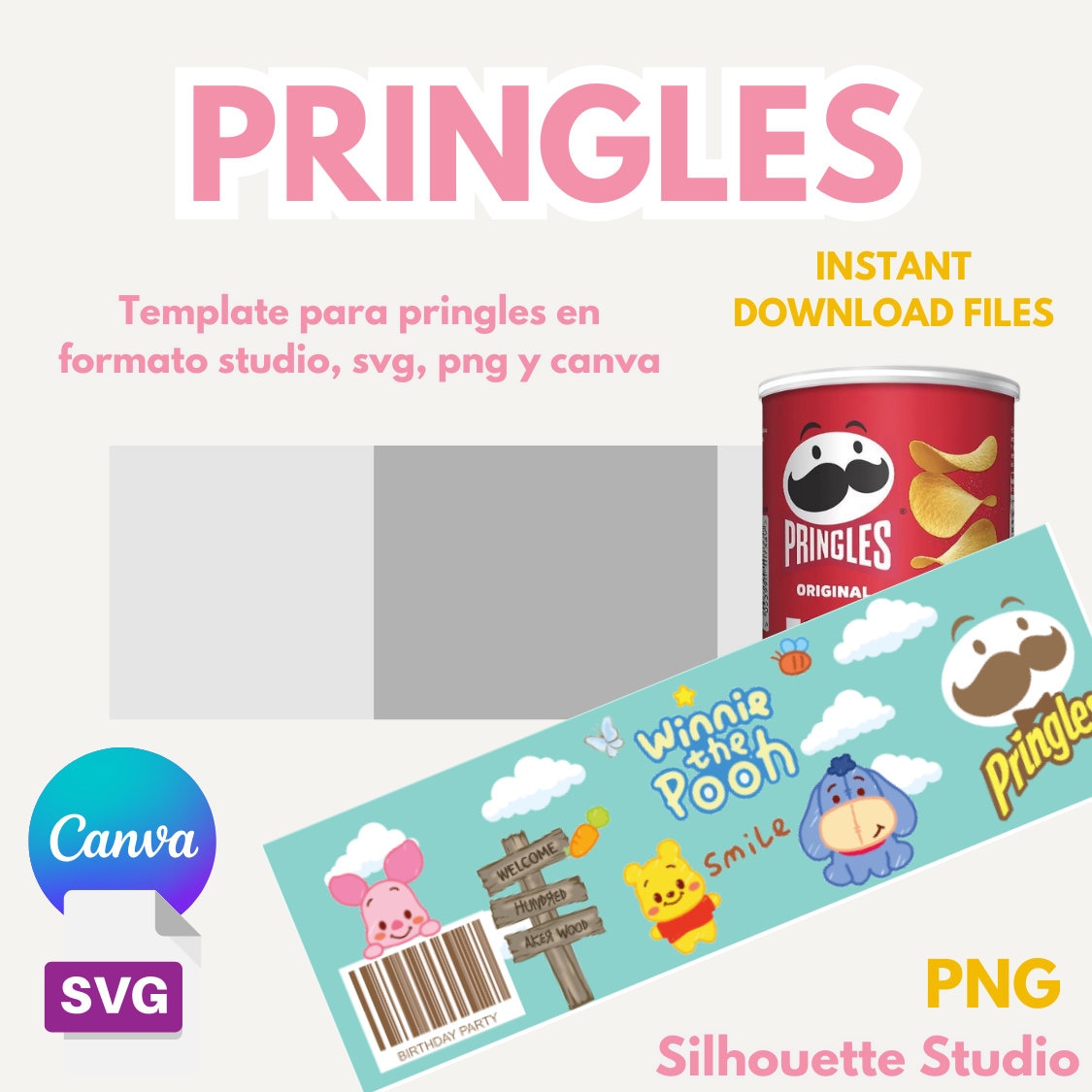 Pringles Template, formato SVG, silhouette studio, png y canva, 2 ...