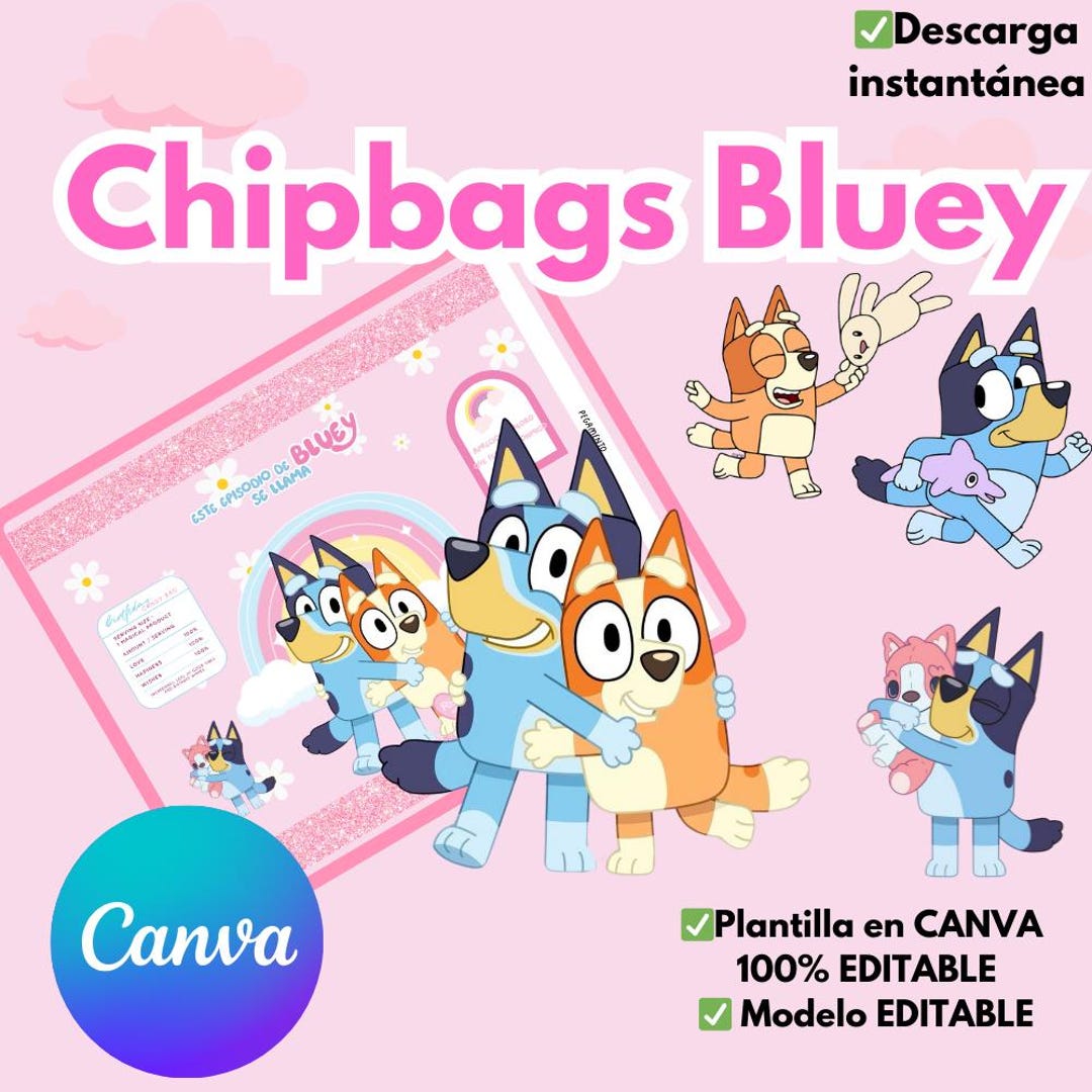 Canva, Editable Template for Candy Bags or Chip Bags, Editable Blue Dog ...