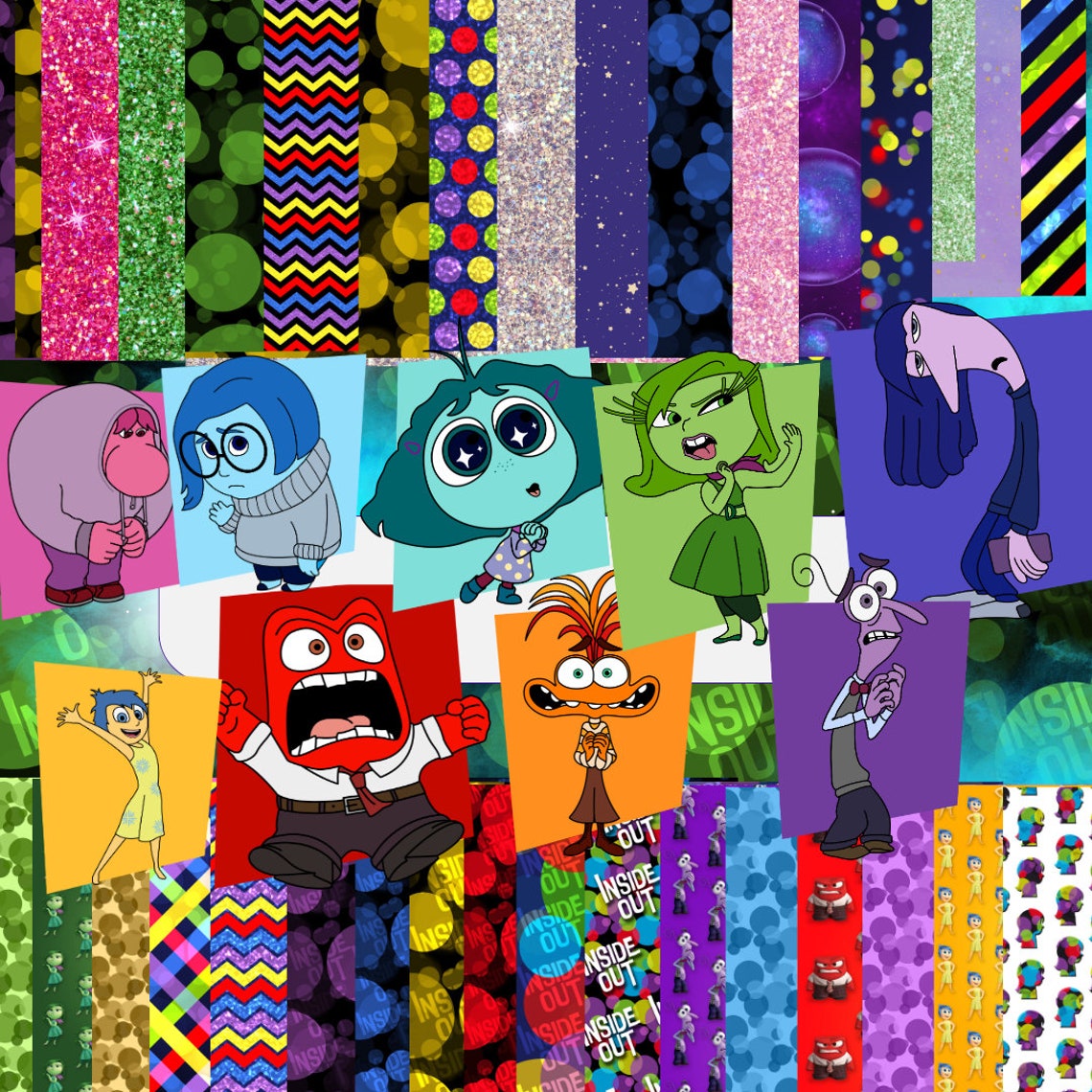 Inside out 2, PNG y SVG files, digital paper, PNG para sublimación ...