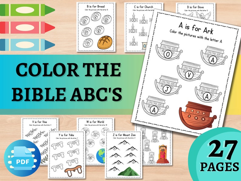 Color the Bible ABC Coloring Pages Preschool Activities Christian ...