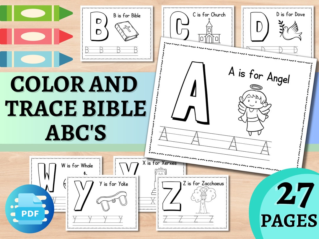 Color and Trace Bible Abcs Alphabet Coloring Pages Preschool ...