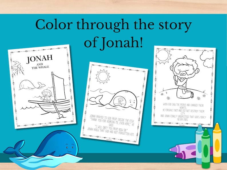 Jonah and the Whale Coloring Pages Preschool Activities Christian ...