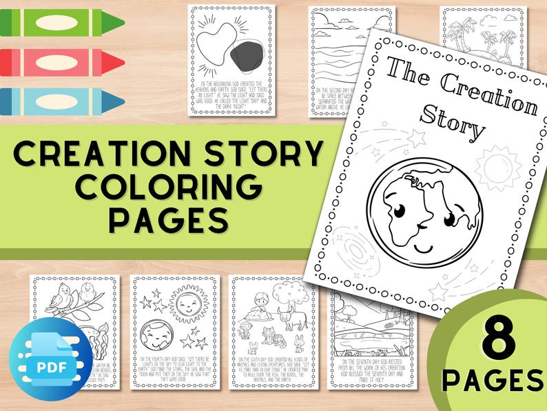 Creation Story Coloring Pages Preschool Activities Christian Homeschool ...