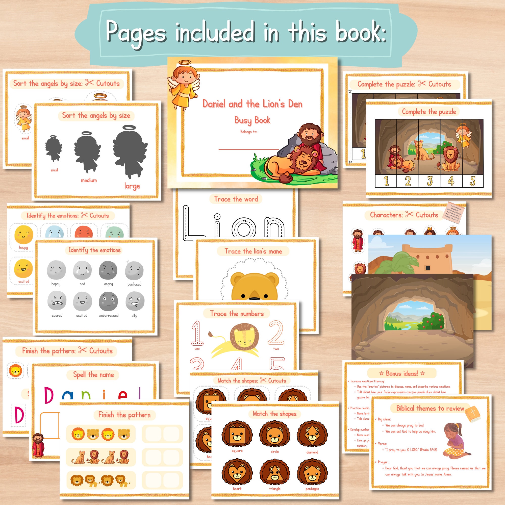 Daniel and the Lion's Den Busy Book Toddler Printable Preschool ...