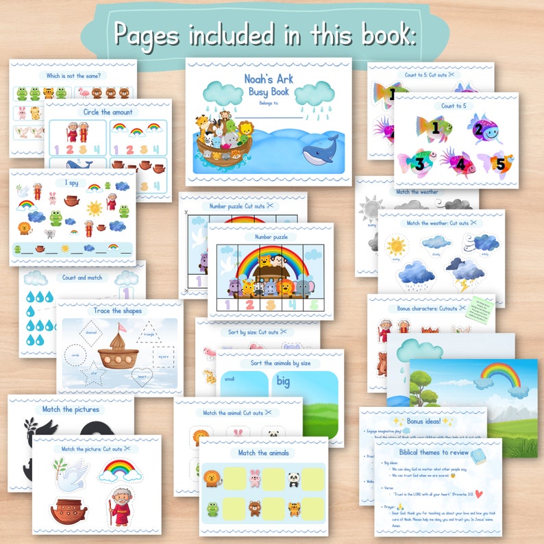 Noah's Ark Busy Book Toddler Printable Preschool Activities Christian ...